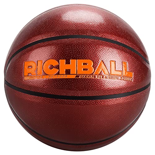 Richball Basketball Official Size 7 (29.5"), Composite Leather Basketball for Adult, Indoor Outdoor Street Men Basketball Games with Pump