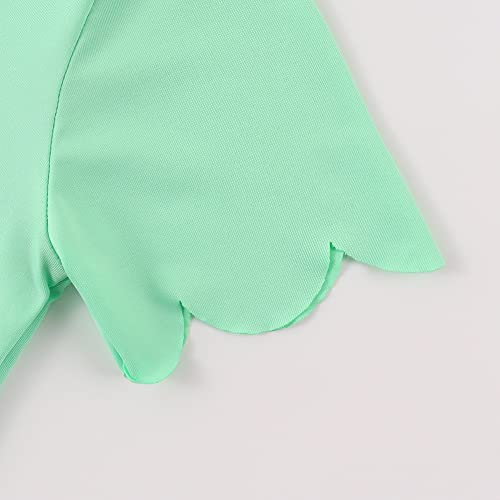 Noomelfish Girls Short Sleeve Scalloped Edge T-Shirts Casual Cute Summer Tee Tops Blouse, Light Green, Size 9-10 Years
