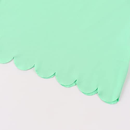 Noomelfish Girls Short Sleeve Scalloped Edge T-Shirts Casual Cute Summer Tee Tops Blouse, Light Green, Size 9-10 Years