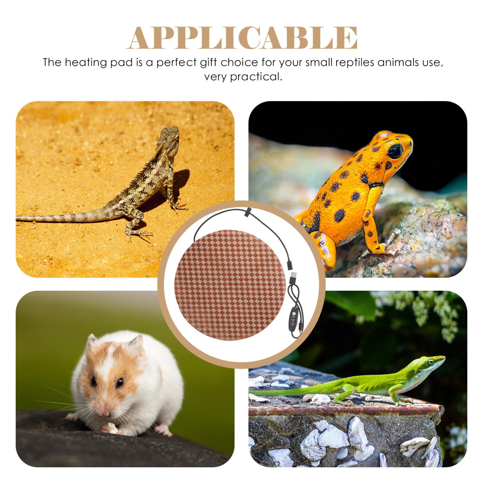 BCOATH Pet Heating Pad Lizard Heating Pad Lizard Terrarium Portable Heating Pads Bearded Dragon Warming Bed Pets Warming Sleeping Pad Electric Pet Heated Pad Reptile Pets Heated Mat Mat