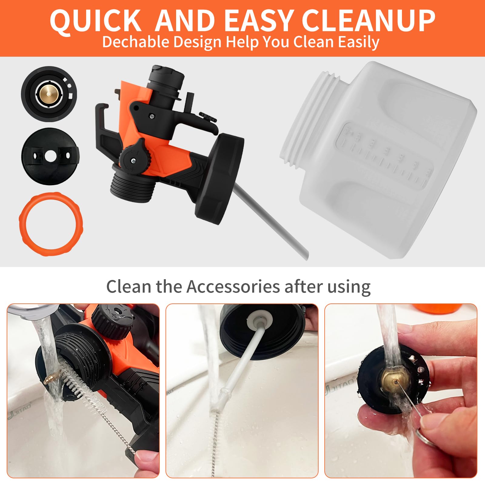 Paint Sprayer, High Power Spray Paint Gun with 5 Copper Nozzles, 3 Spray Patterns and 1400ML Container, Paint Sprayers for Home Interior and Exterior