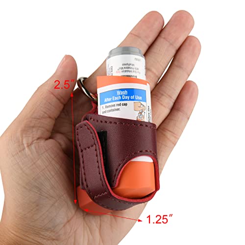 Beautyflier Asthma Inhaler Holder, Durable Microfiber Leather Travel Handy Holder for Adults and Kids, Inhaler Not Included (Red)