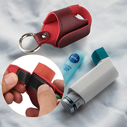 Beautyflier Asthma Inhaler Holder, Durable Microfiber Leather Travel Handy Holder for Adults and Kids, Inhaler Not Included (Red)