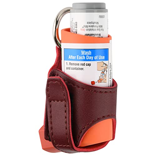 Beautyflier Asthma Inhaler Holder, Durable Microfiber Leather Travel Handy Holder for Adults and Kids, Inhaler Not Included (Red)