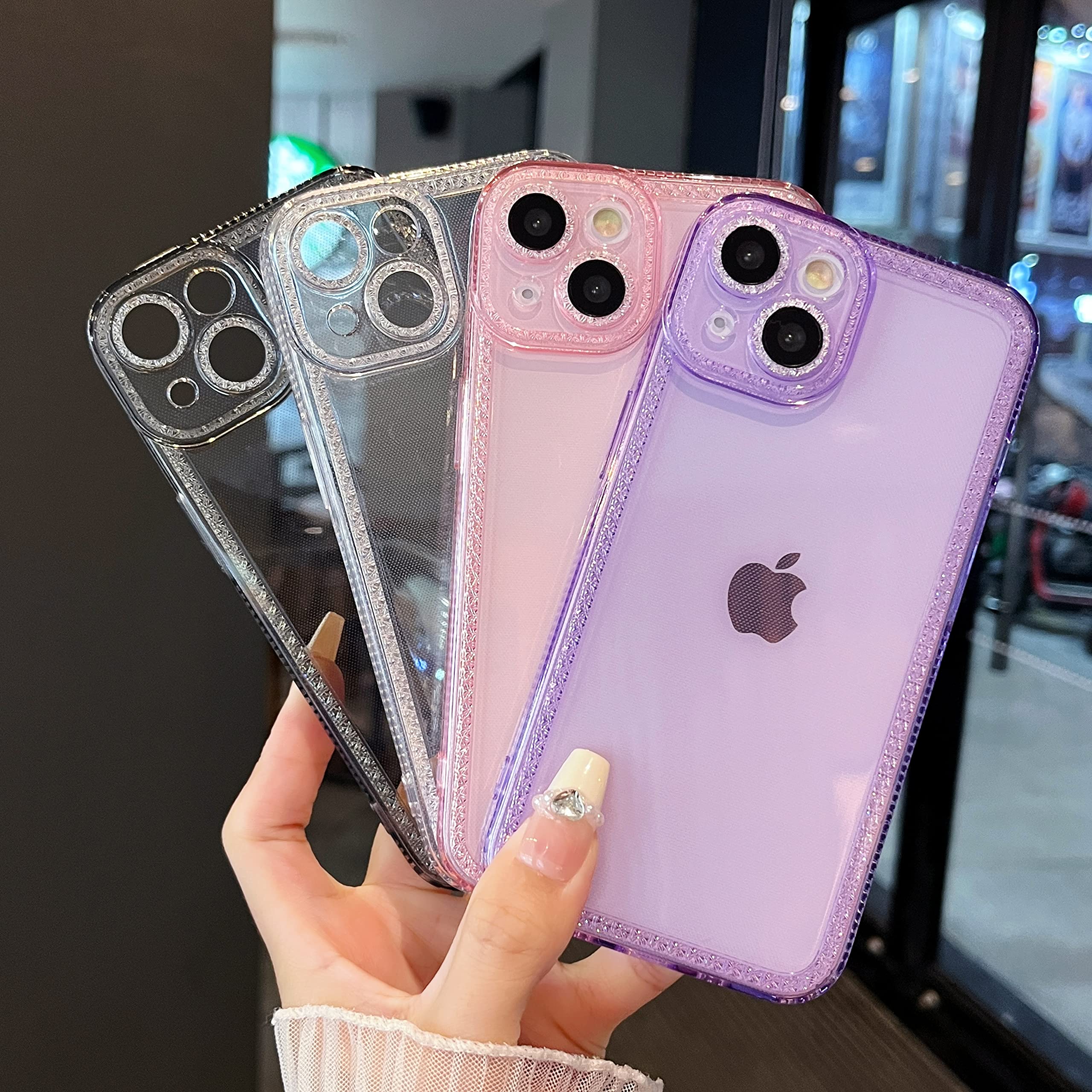 ZTOFERA Designed for iPhone 13 6.1 inch,Sparkly Cute Clear Case for Women Girls,Glitter Bling Flexible Soft TPU Silicone Bumper Protective Cover for iPhone 13,Clear