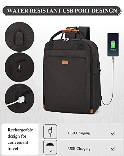 UPPACK Travel Backpack for Women Men Carry on Backpack for Airplanes Large Hiking Back Pack Black Personal Item Backpack Suitcase Overnight Backpack Laptop Backpack 15.6 Inch
