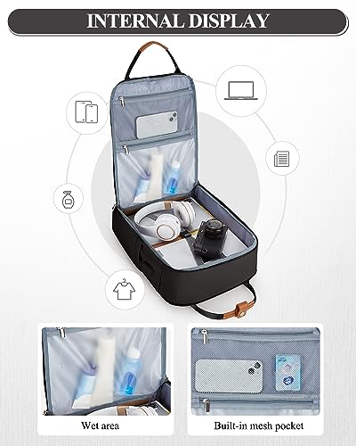 UPPACK Travel Backpack for Women Men Carry on Backpack for Airplanes Large Hiking Back Pack Black Personal Item Backpack Suitcase Overnight Backpack Laptop Backpack 15.6 Inch