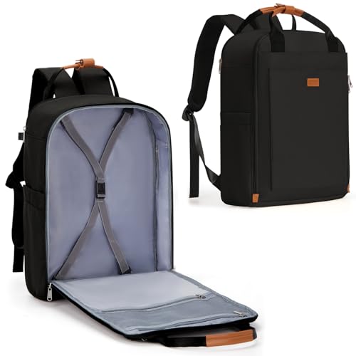 UPPACK Travel Backpack for Women Men Carry on Backpack for Airplanes Large Hiking Back Pack Black Personal Item Backpack Suitcase Overnight Backpack Laptop Backpack 15.6 Inch