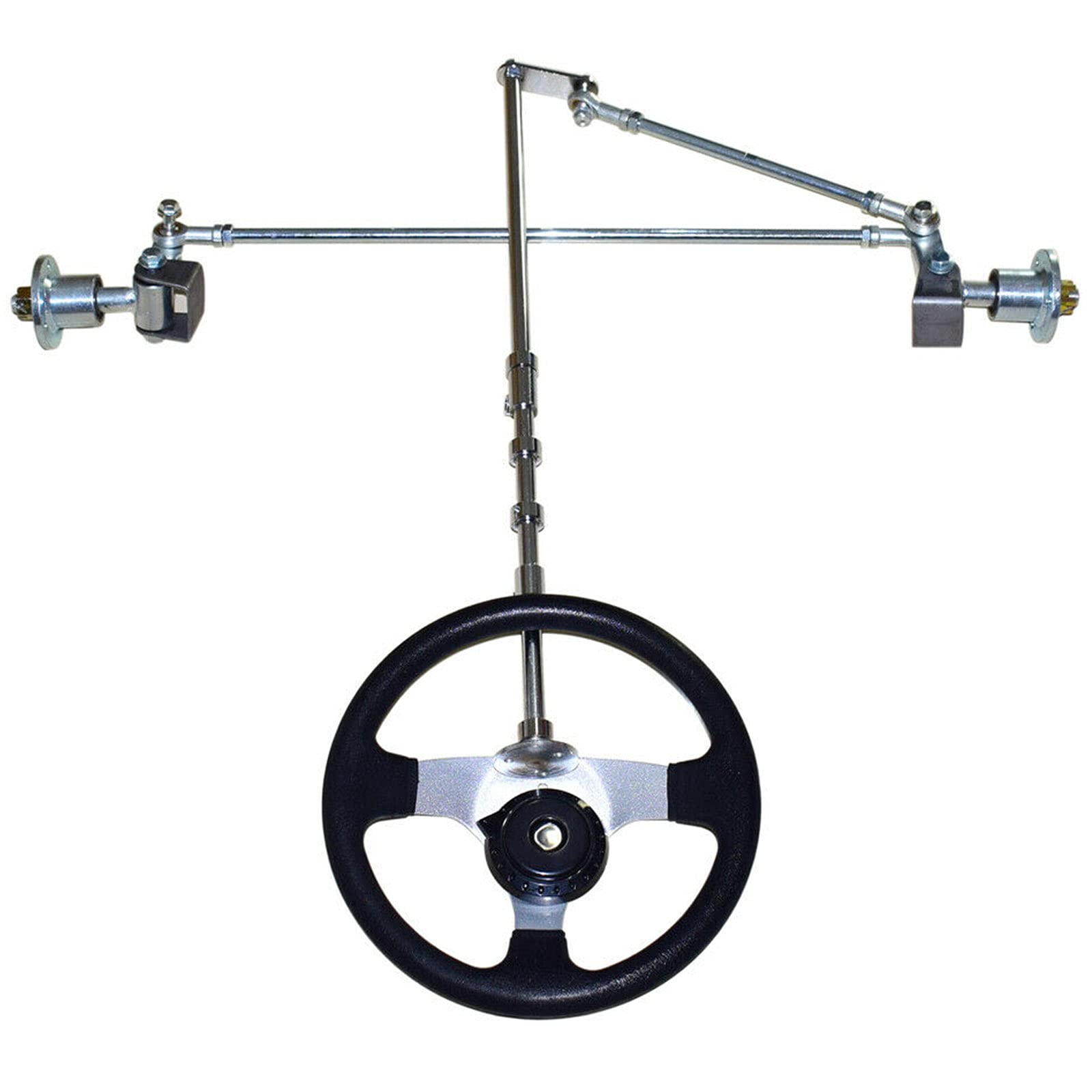 Go-Kart Steering Wheel Kit 640mm Front Steering Gear Rack Joint Tie Rod & Wheel Assembly 168cc Go Kart UTV ATV