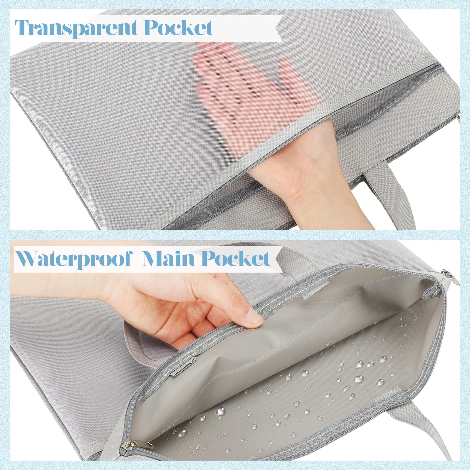 PerKoop Mesh Zipper Pouch with Handle Zipper Mesh Bag A4 Foldable Pocket Document Bag 11x13.7 in Waterproof Document Storage Supply Organizers for Project Papers Books, 4 Colors(8 Pcs)