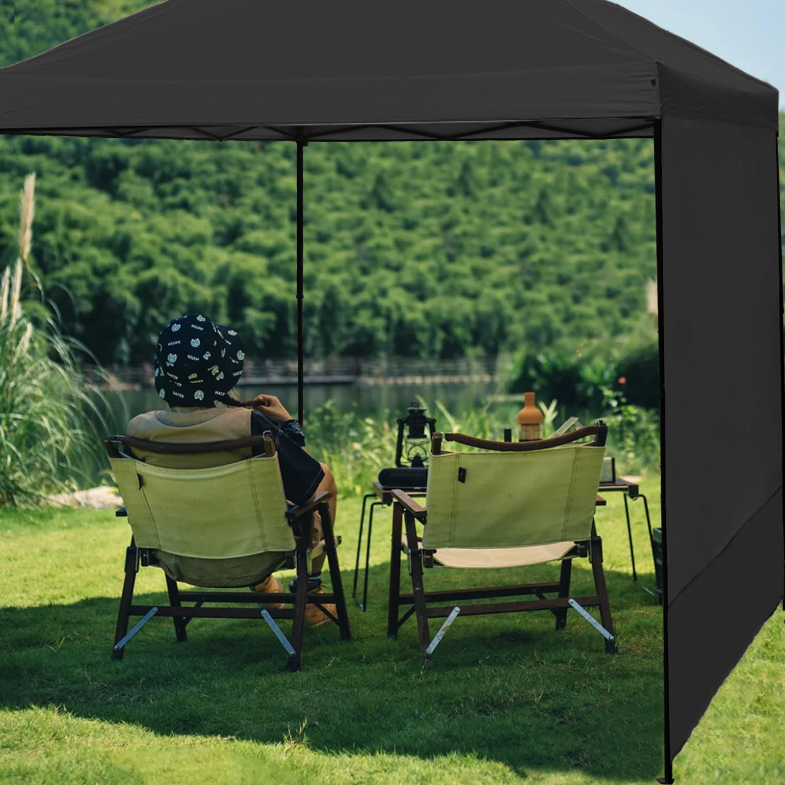 Canopy Sunwall, Instant Tent SideWalls for 10x10 FT Pop Up Canopy, 210D Polyester Waterprooft, 2 Pack Sidewalls Only,Black