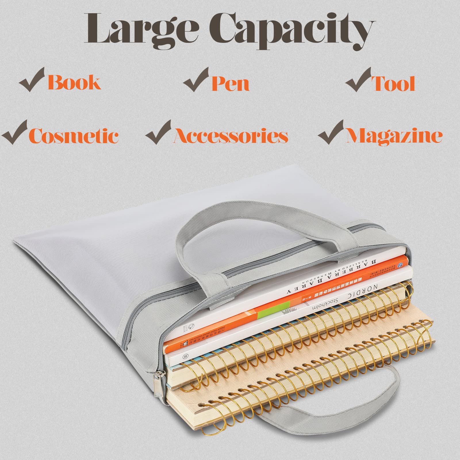 PerKoop Mesh Zipper Pouch with Handle Zipper Mesh Bag A4 Foldable Pocket Document Bag 11x13.7 in Waterproof Document Storage Supply Organizers for Project Papers Books, 4 Colors(8 Pcs)