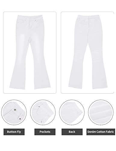 Koinshha Womens High Waisted Jeans Flare Stretch Boyfriend Casual Bootcut Denim Pants White