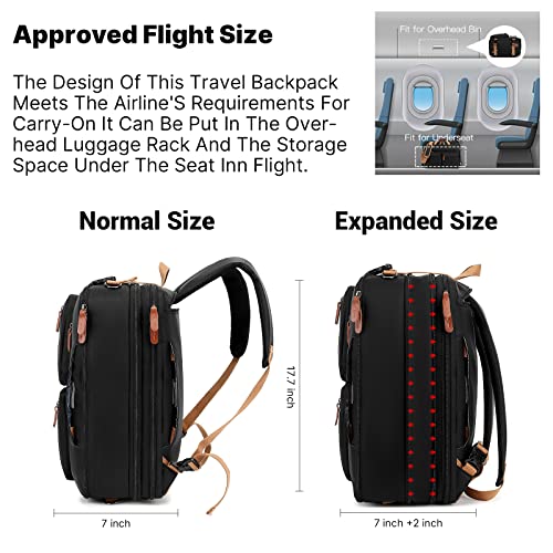 MOLNIA Expandable Laptop Backpack, 3 in 1 Laptop Bag, 17.3 inch Computer Backpack, Multi-functional Travel Bag, 2022 New Version for Business Casual Travel College School, Men/Women,Black