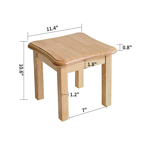 Aibiju Toddler Step Stool, Mini Table Desktop Shelf, Wooden Stool 11.5 * 11.5 * 10.6inch, Natural Wood Kitchen Step Stool, Small Short Stool for Kids and Adults, Natural Wood Color JPRF-1352