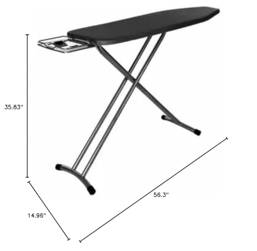 Hotel Ironing Board with All Cotton Cloth Stain-Resistant Anti-Scald Thickening Stable Freely Adjustable Anti-Ironing Cloth T Leg, Black Gray (Large, Black)