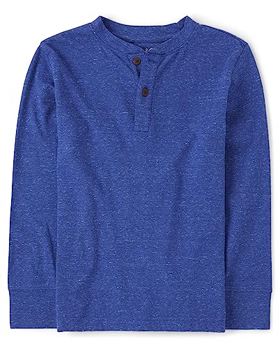 The Children's Place,Long Sleeve Jersey Henley Shirt,Renew Blue,Medium (7/8)