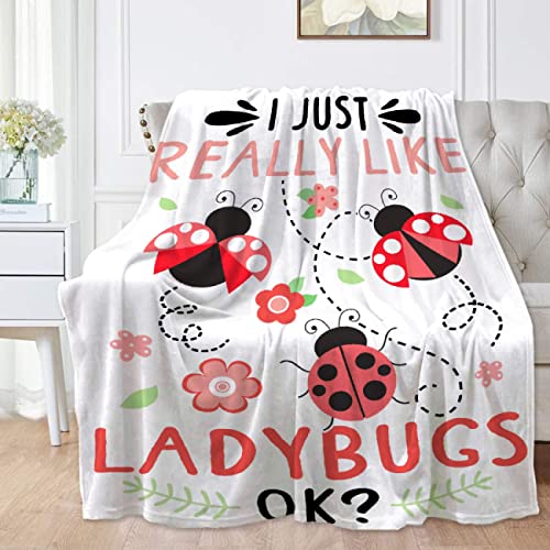 Ladybug Blanket Gifts for Women - Really Like Ladybugs Flannel Fleece Blanket- Red Ladybug Throw Blanket Super Soft Warm Cozy Bed Couch or Car Animal Lover Gifts to Kids Women 40"x30" for Pets