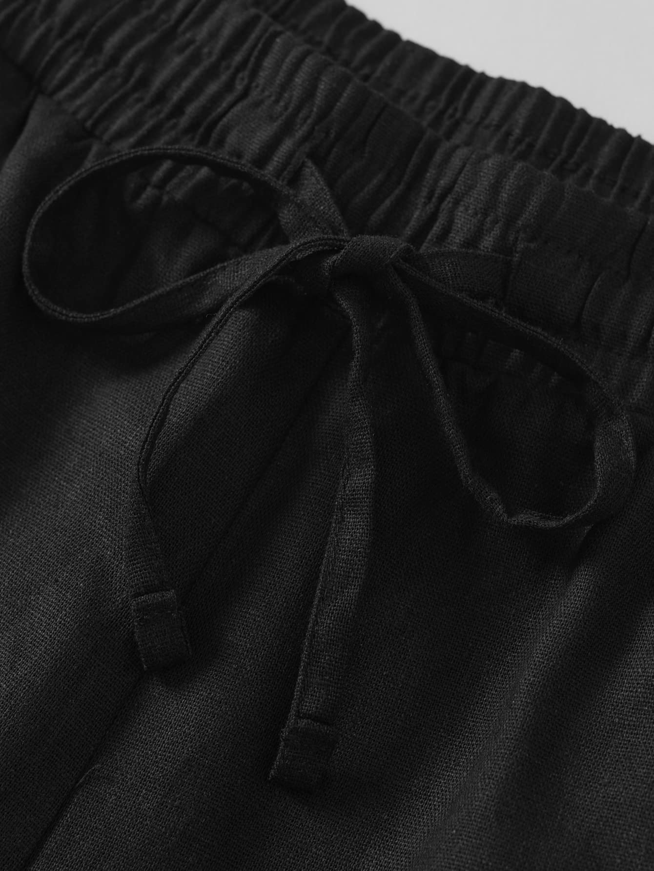 Weintee Men's 7" Inseam Linen Shorts with Pockets 2X Black