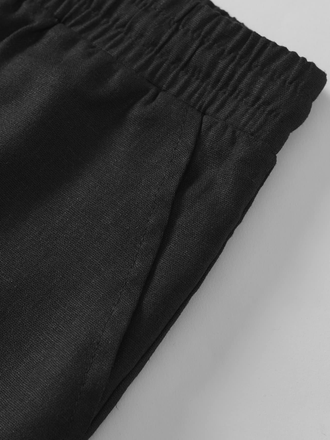 Weintee Men's 7" Inseam Linen Shorts with Pockets 2X Black