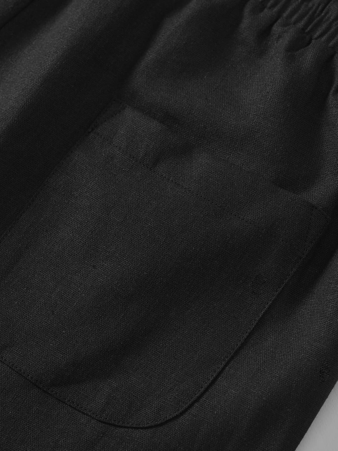 Weintee Men's 7" Inseam Linen Shorts with Pockets 2X Black