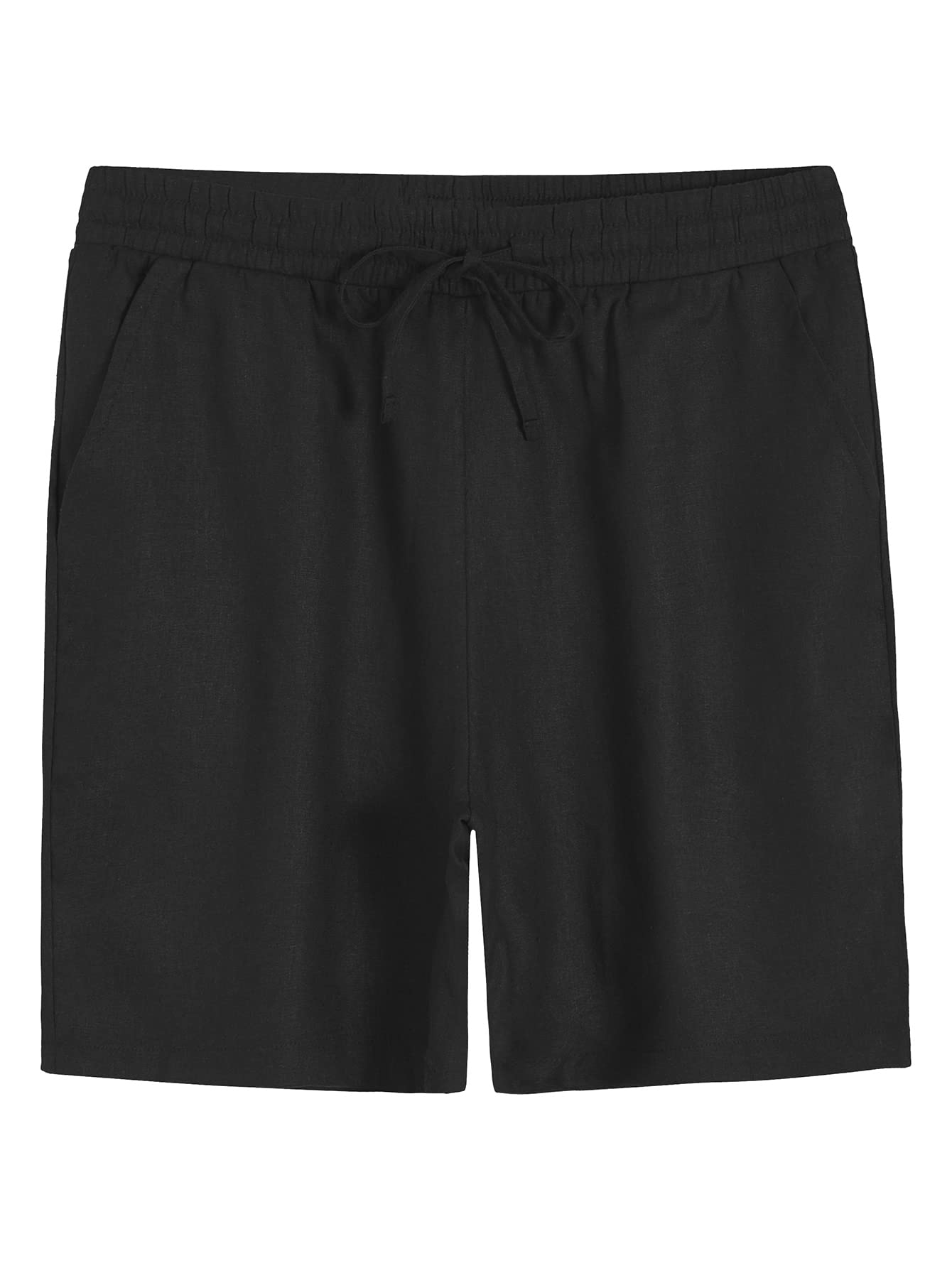 Weintee Men's 7" Inseam Linen Shorts with Pockets 2X Black
