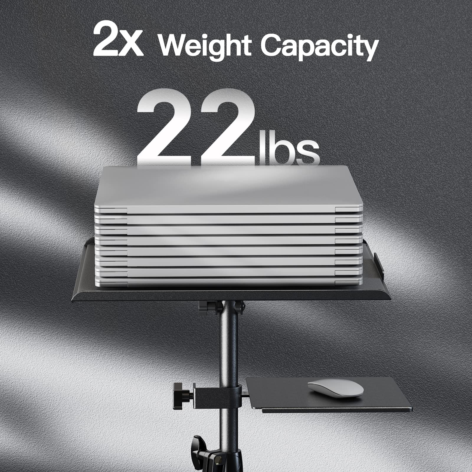 Amada Projector Stand with Wheels, Height Adjustable Rolling Stand with Mouse Tray, Bag Included - Ideal for Laptop, Projector, DJ, Sheet Music - AMPS05