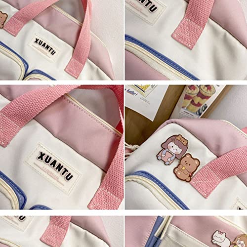 Kawaii harajuku backpack crossbody bag with 3 pins bubbles teenage daypack gift for birthday Christmas (purple)
