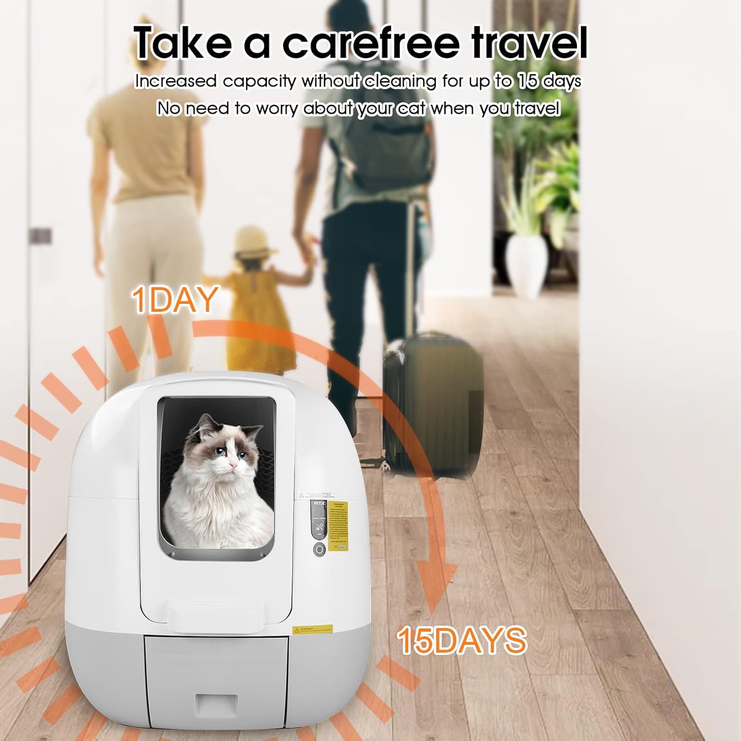 TAKOYI Self Cleaning Litter Box with APP Control, Large Capacity Smart Automatic Cat Litter Boxes for Multiple Cats, Odor-Removal/Health Monitor, with Garbage Bags/Cat Litter Scoop