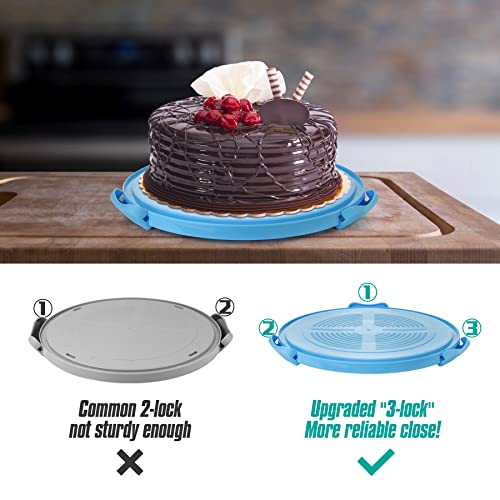 Zoofen Cake Carrier with Handle 10in Cake Stand Holder Round Container for 10in or Less Size(Blue)