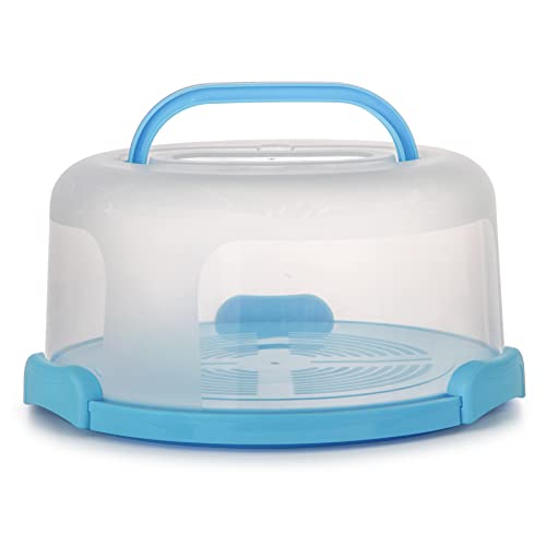 Zoofen Cake Carrier with Handle 10in Cake Stand Holder Round Container for 10in or Less Size(Blue)