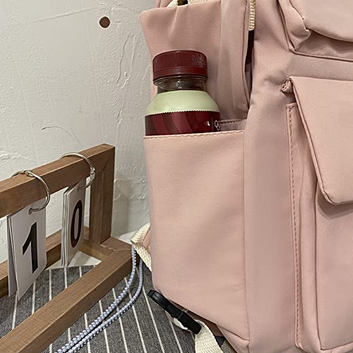 Simple Canvas Backpack Large Capacity College Student Hit Color Laptop Schoolbag