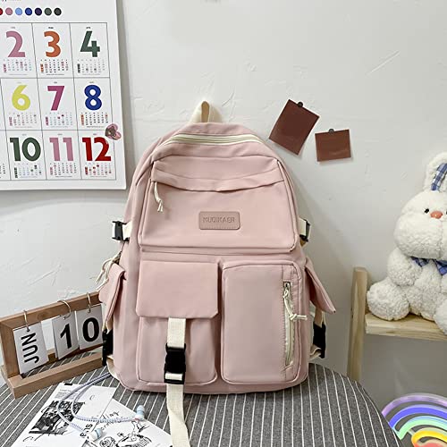 Simple Canvas Backpack Large Capacity College Student Hit Color Laptop Schoolbag