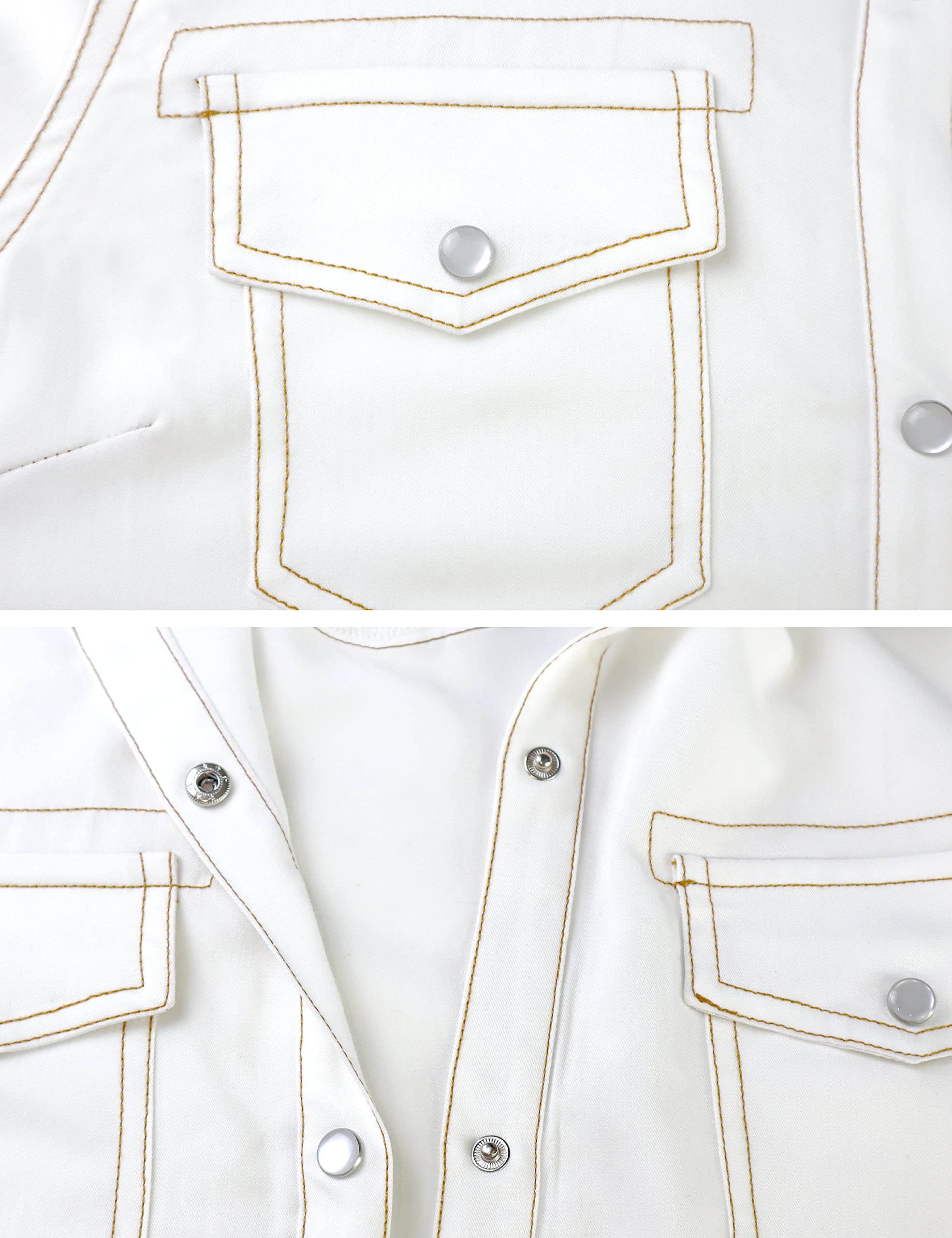 SeekMe Womens Denim Shirts Tie Front Crop Top Button Down Chambray Jean Shirts(0130-White-XXL-QB)