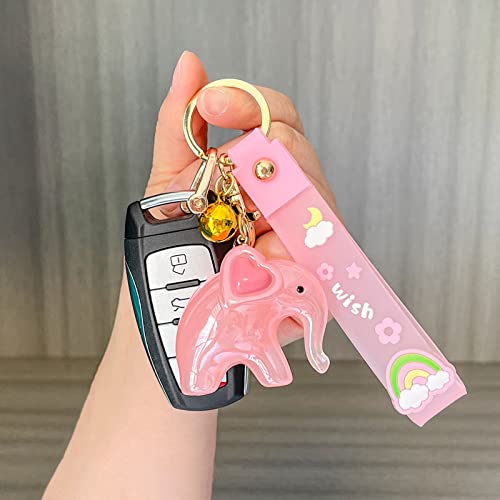 JEBBO Cute Elephant Keychain for Women Pink Animal Bag Charm Car Key Chain for Wallet Purses Backpack Key Ring…
