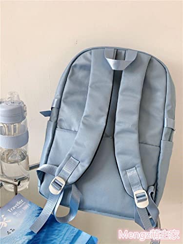 16 Inch Laptop Backpack Aesthetic Kawaii Back To School Large Capacity For Girls Women With Free Pendant Plaid (Blue)