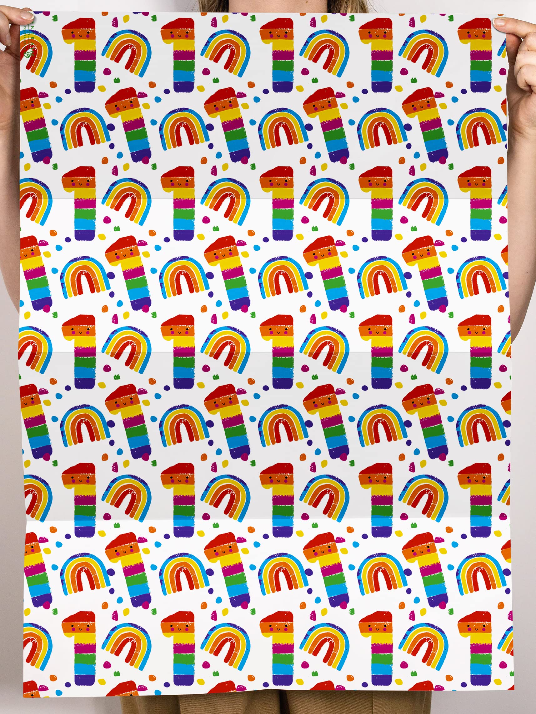 CENTRAL 23 Kids Wrapping Paper - 1st Birthday - Rainbow - 6 Sheets of Eco Gift Wrap - Age 1 One - First Birthday Gift for Boys and Girls - Recyclable