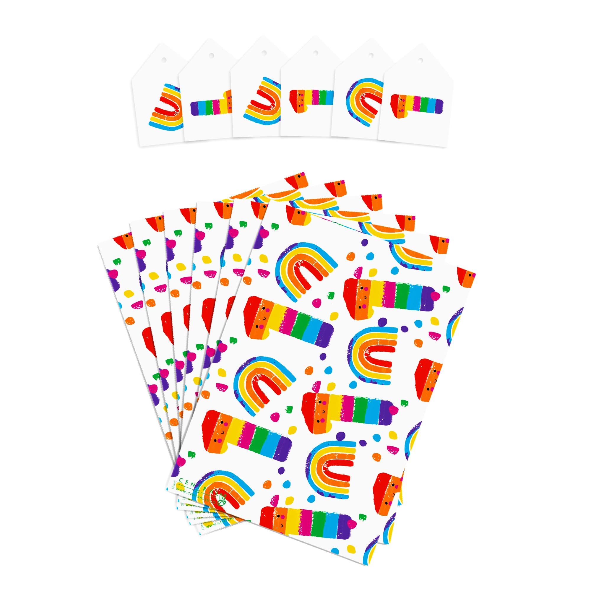 CENTRAL 23 Kids Wrapping Paper - 1st Birthday - Rainbow - 6 Sheets of Eco Gift Wrap - Age 1 One - First Birthday Gift for Boys and Girls - Recyclable