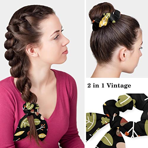 Working Cap with Button & Sweatband, Adjustable Tie Back Hats for Men Women Bouffant Caps, Fall Leaves Acorns