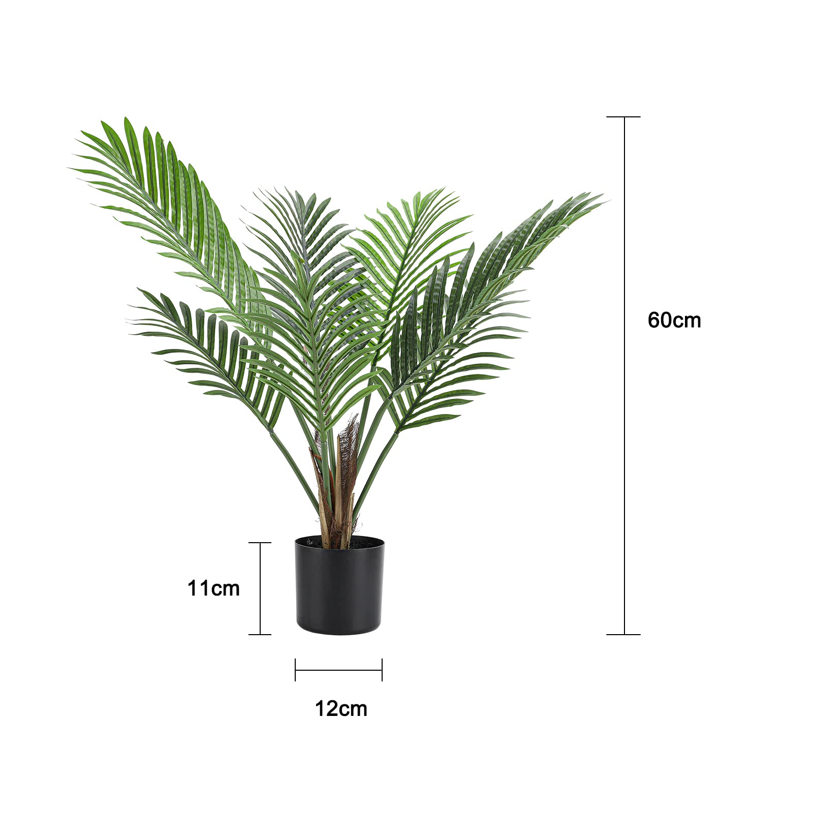 YOLEO Artificial Palm Tree 2FT Tall Faux Palm Plant for Home Office Indoor Outside Decor Fake Palm Tree with Lifelike Palm Leaves