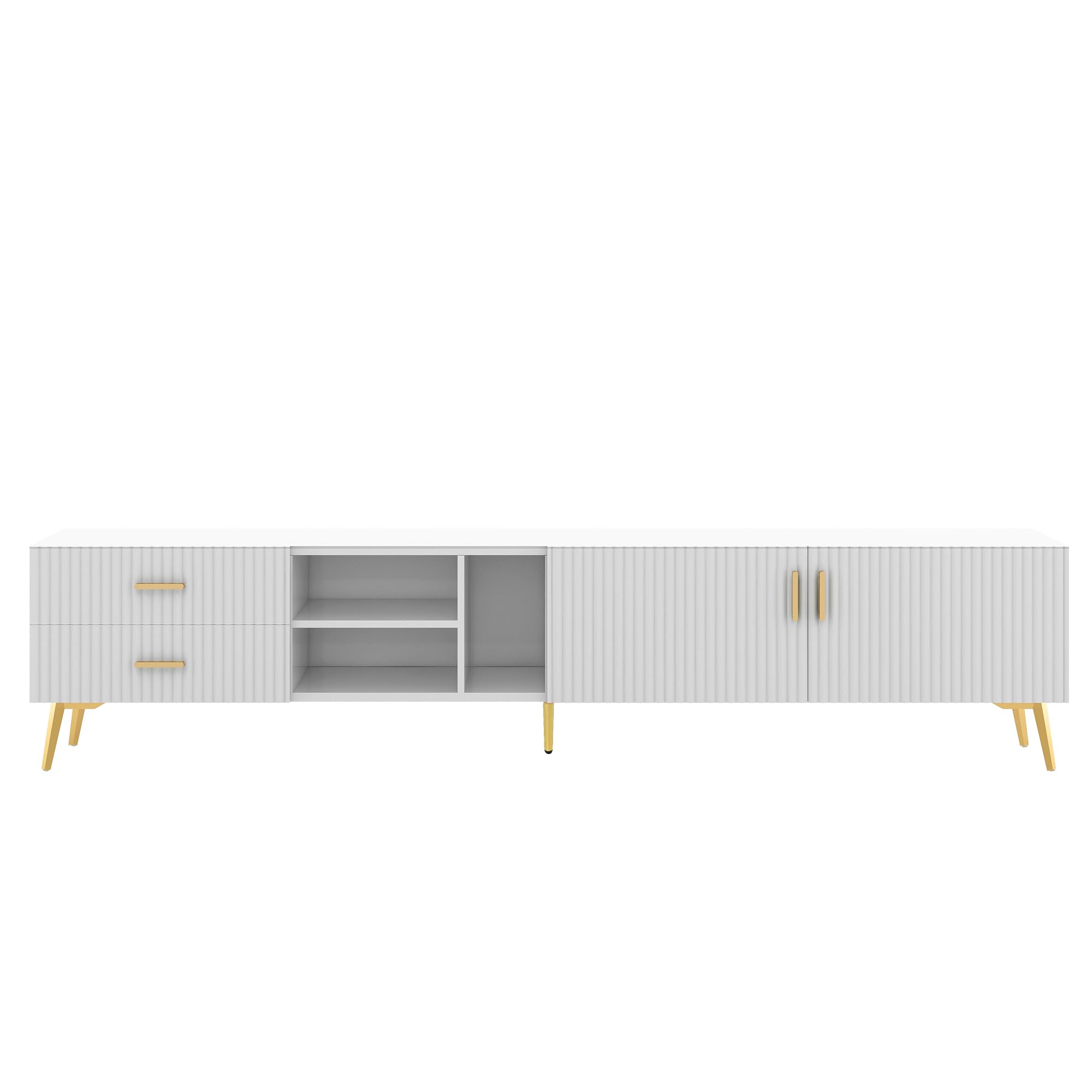 Royard Oaktree TV Stand for TVs up to 80'' Modern Entertainment Center with Storage Wood Media Console Table for Living Room Bedroom,White