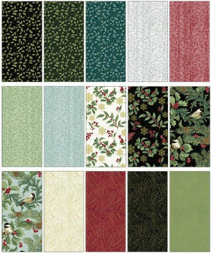 FlashPhoenix Quality Sewing Fabric – Christmas Festive Chickadees Jelly Roll Cotton Fabric 40 Strips 2.5" x 44"