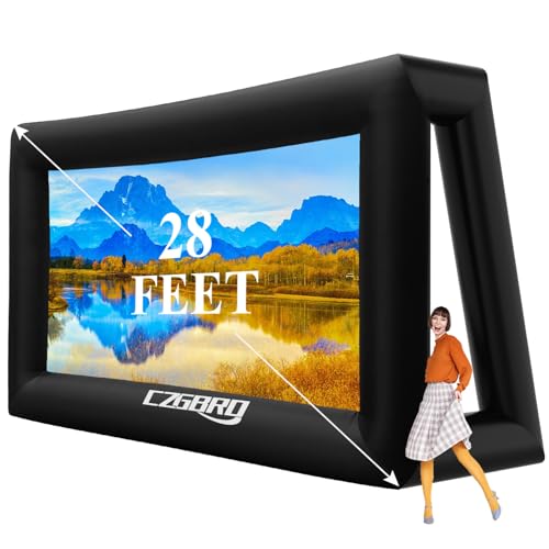 CZGBRO Inflatable Projector Screen - Outdoor Movie Screen Blow Up for Movie Parties Backyard Outside with Air Blower and Carry Bag, Front and Rear Projection (28FT with Blower)