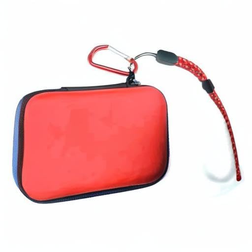 (Only Case) 510 thread charger Storage Case, Carrying Battery Bag Pen case Small Travel case, Organizer Pouch with Carabiner, for Battery pen style Pods- USB disk pen thread Battery Storage Case. Red
