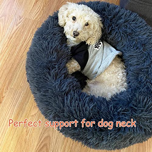 Plush Calming Dog Bed, 36" Dog Bed for Medium and Large Dogs Comfortable Pet Bed Faux Fur Donut Cuddler