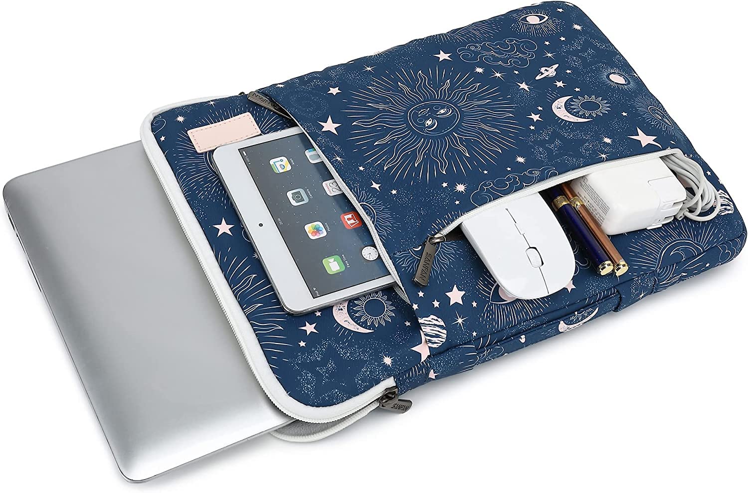 SANFAN 360° Protective 3 Pockets Laptop Sleeve Case Bag Computer Carrying Cover with Handle for MacBook Air 15 inch and 15.6 inch HP, Dell, Acer, Asus, Lenovo Notebook (Sol de Mayo)