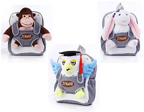 JiKeNi children's backpack, rabbit toy, boy and girl backpack, plush bag rabbit soft doll 10 inches (white)