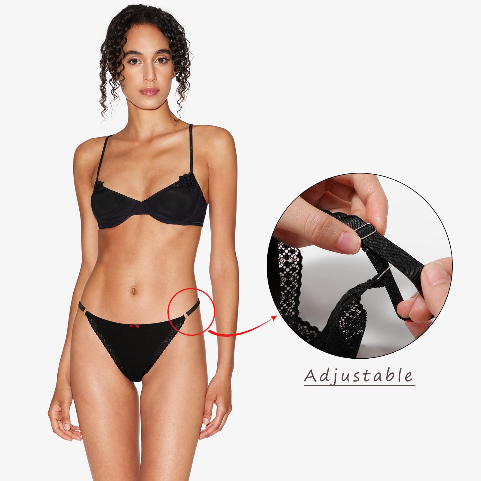 Aijolen Adjustable G-string Thong for Women Cotton Stretch Underwear T-Back Lace Panties Low Waist Tangas Sexy S-XL