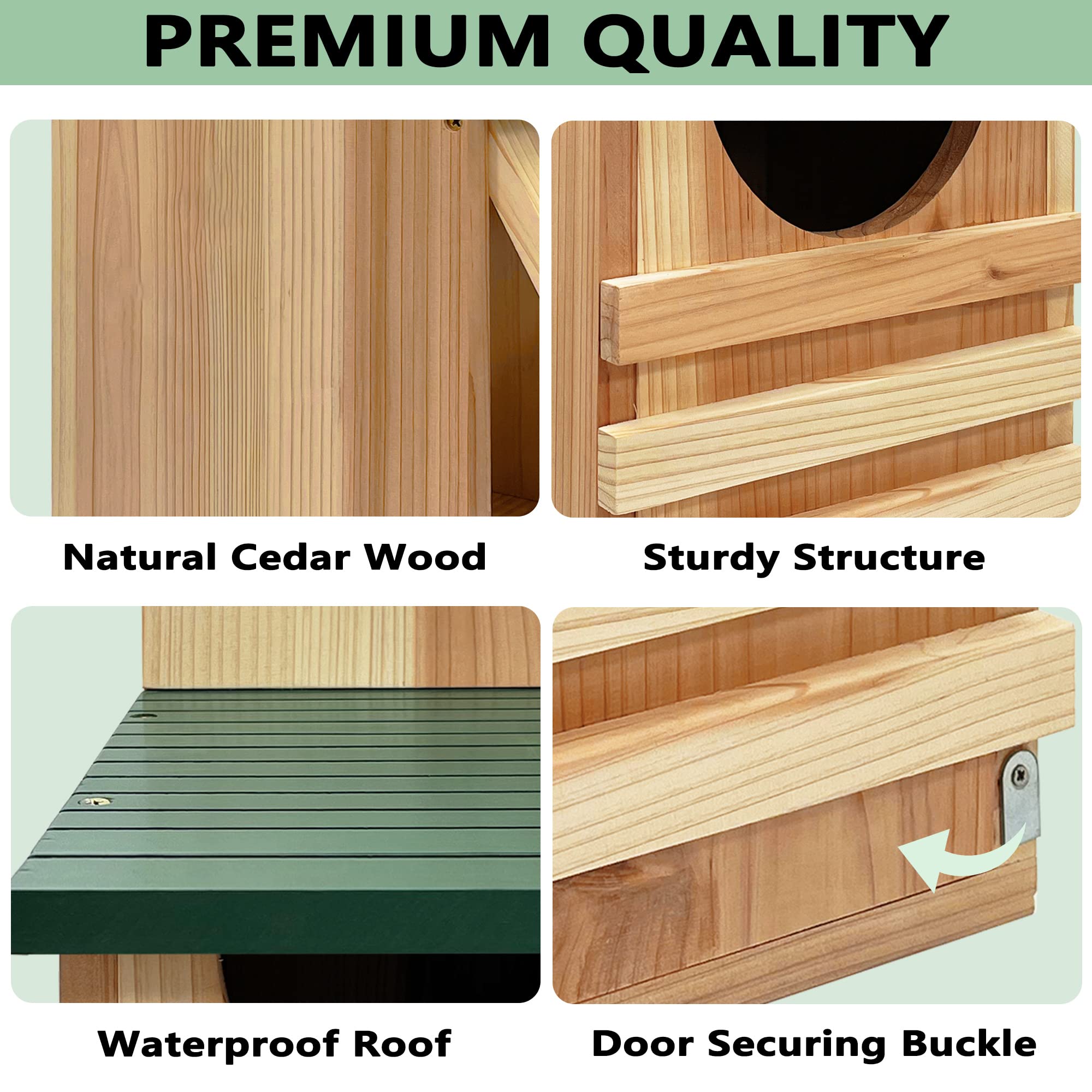 Prolee Screech Owl House Hand Made, 100% Cedar Wood Owl Box with Mounting Screws and A Bag of Wood Shavings, Easy Assembly Required (Basic)
