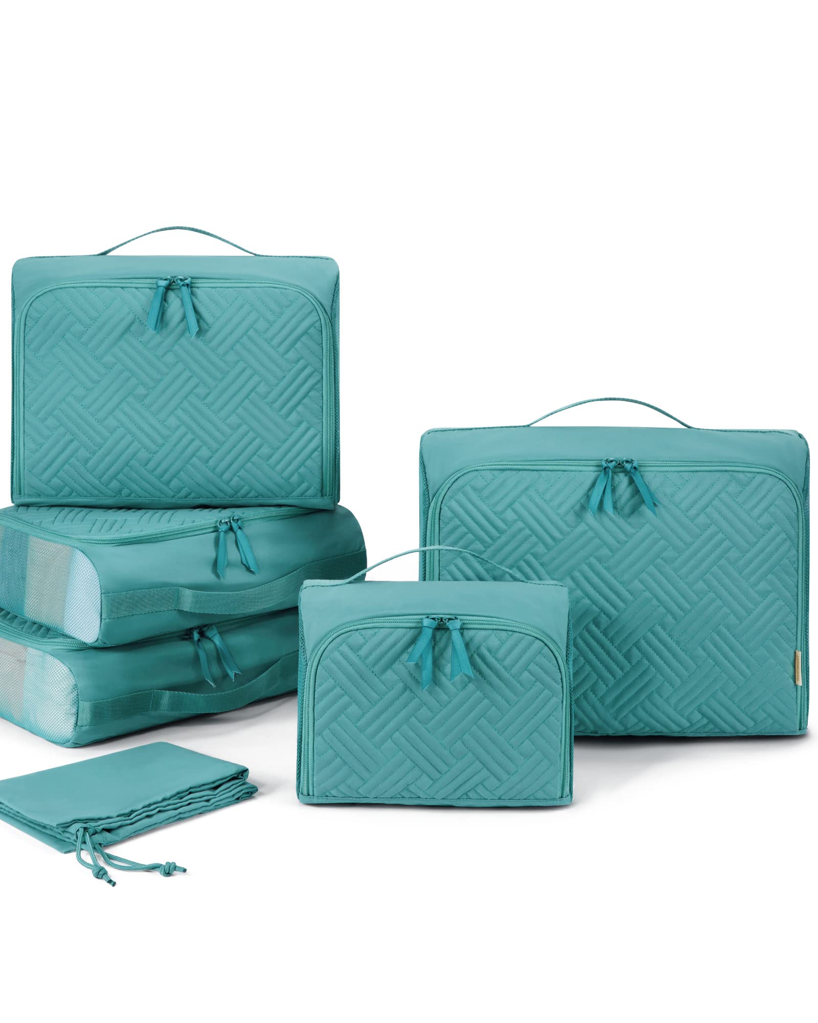 BAGSMART Soft Packing Cubes for Suitcases, Quilted 6 Set Packing Cubes for Travel Accessory, Suitcases Organizer Bags Set, Travel Essentials(1 L+3 M+1 S+1 Shoe Bag)